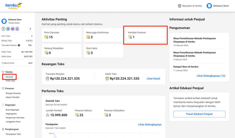 Pertanyaan Seputar Fitur Kendala Pesanan itemku – itemku